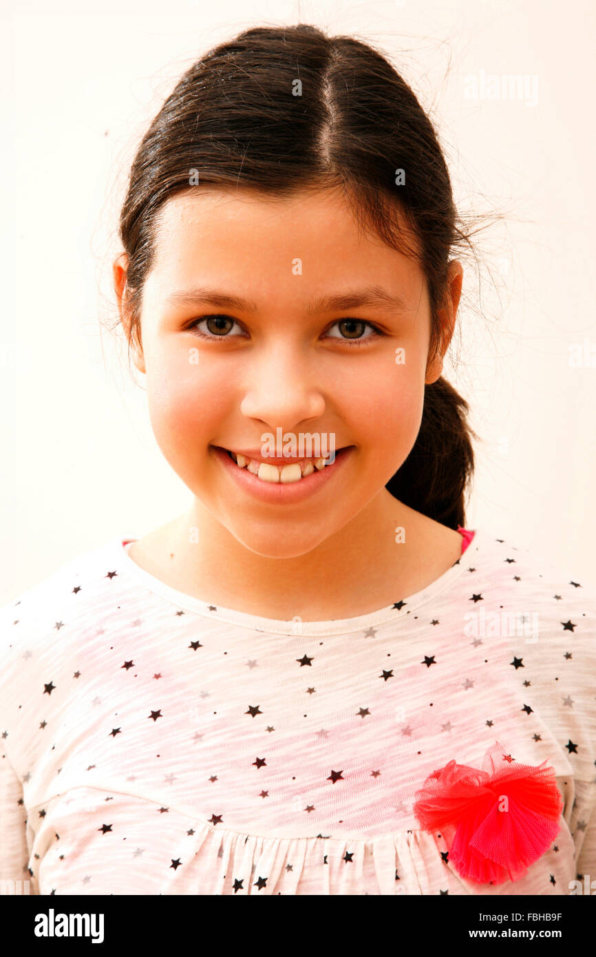 Girl, frontal view, portrait Stock Photo - Alamy