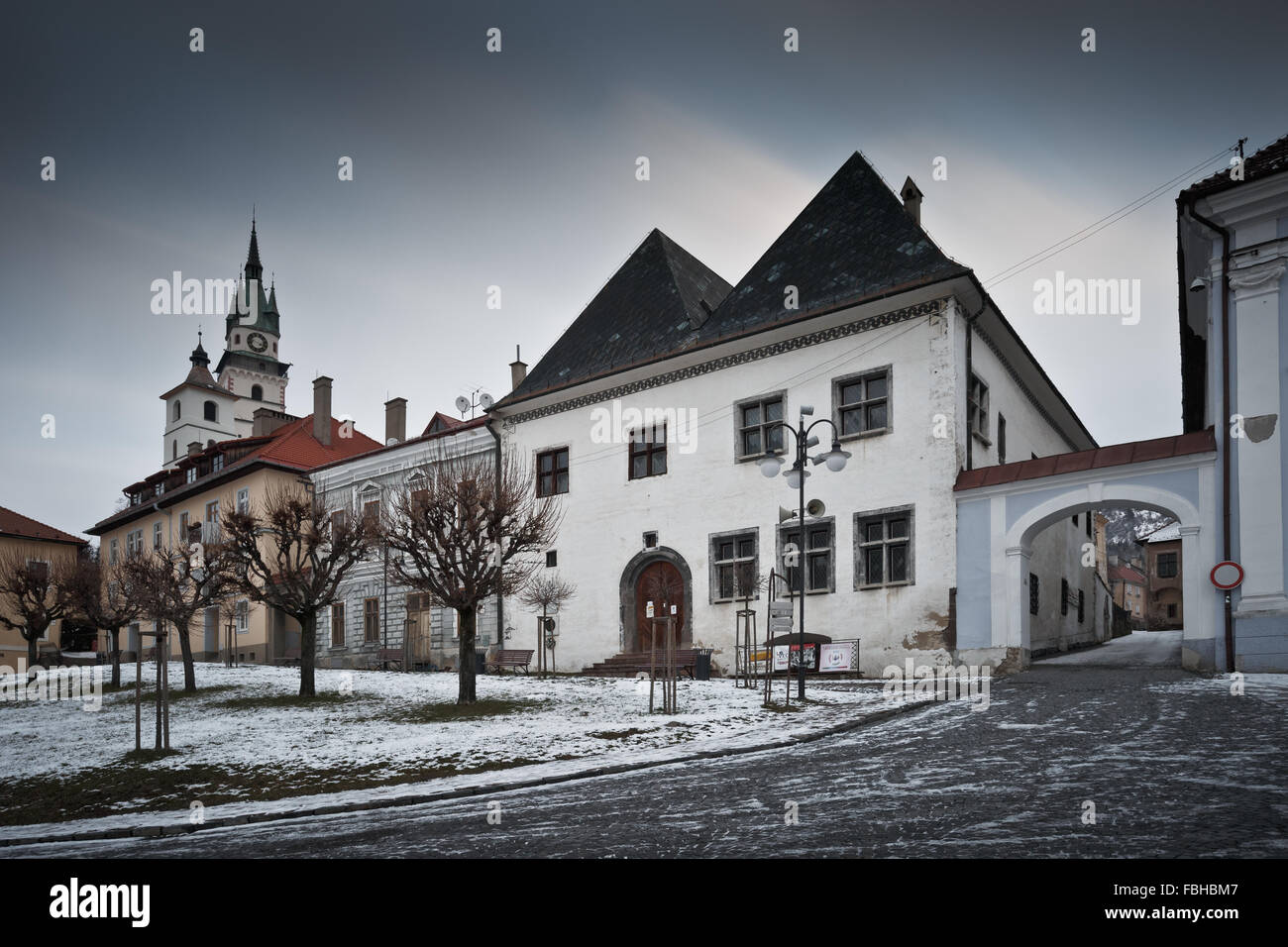Historic medieval mining town of Kremnica in central Slovakia Stock ...