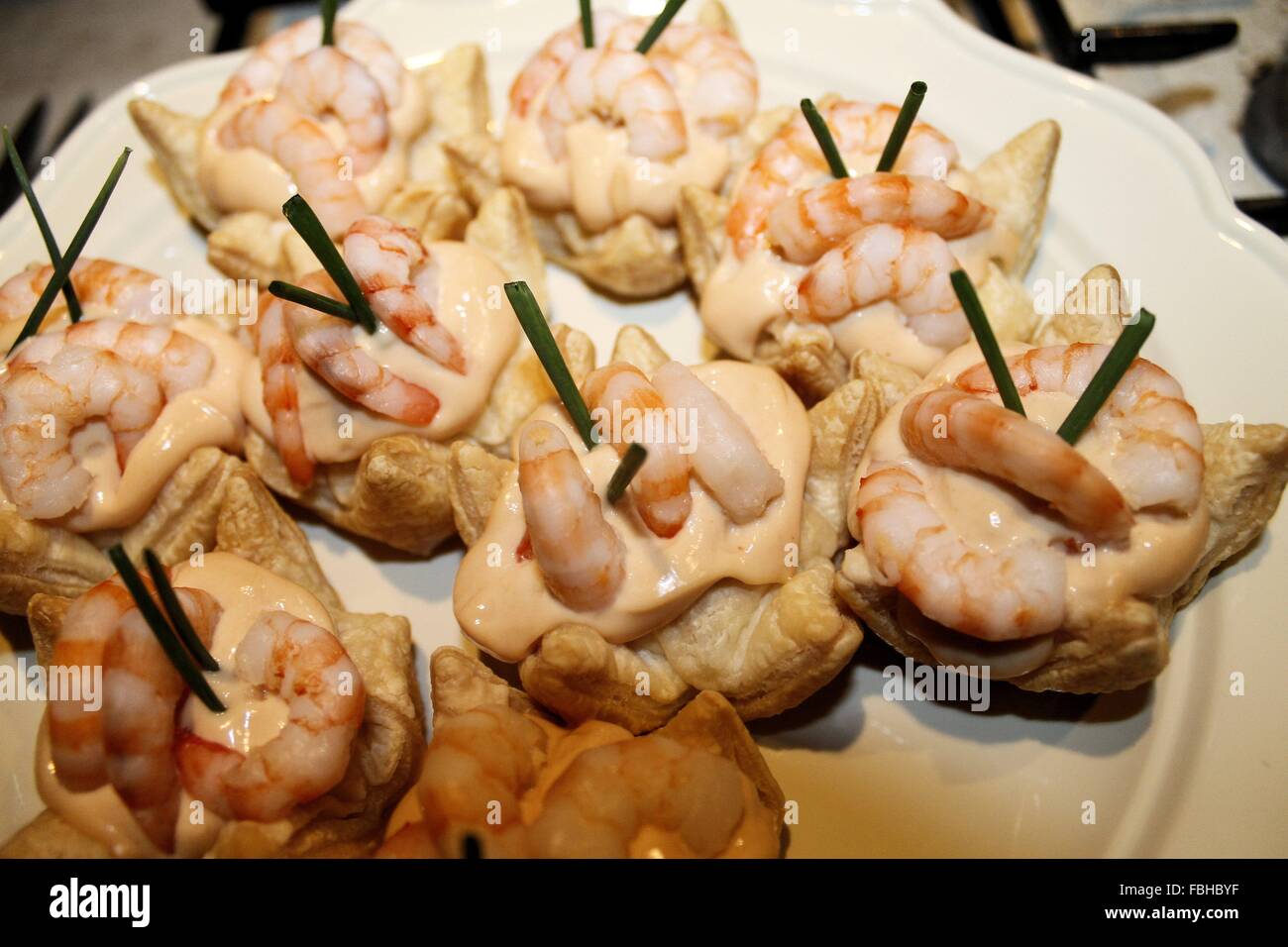 voulevant with shrimps and pink sauce Stock Photo - Alamy