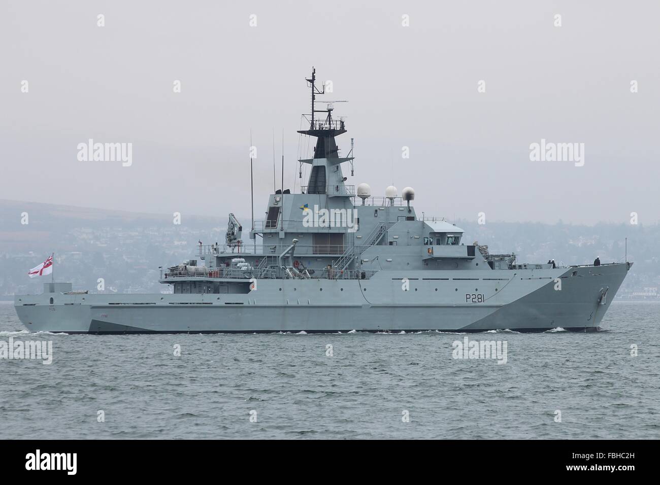 HMS Tyne, a River-class offshore patrol vessel of the Royal Navy, as ...