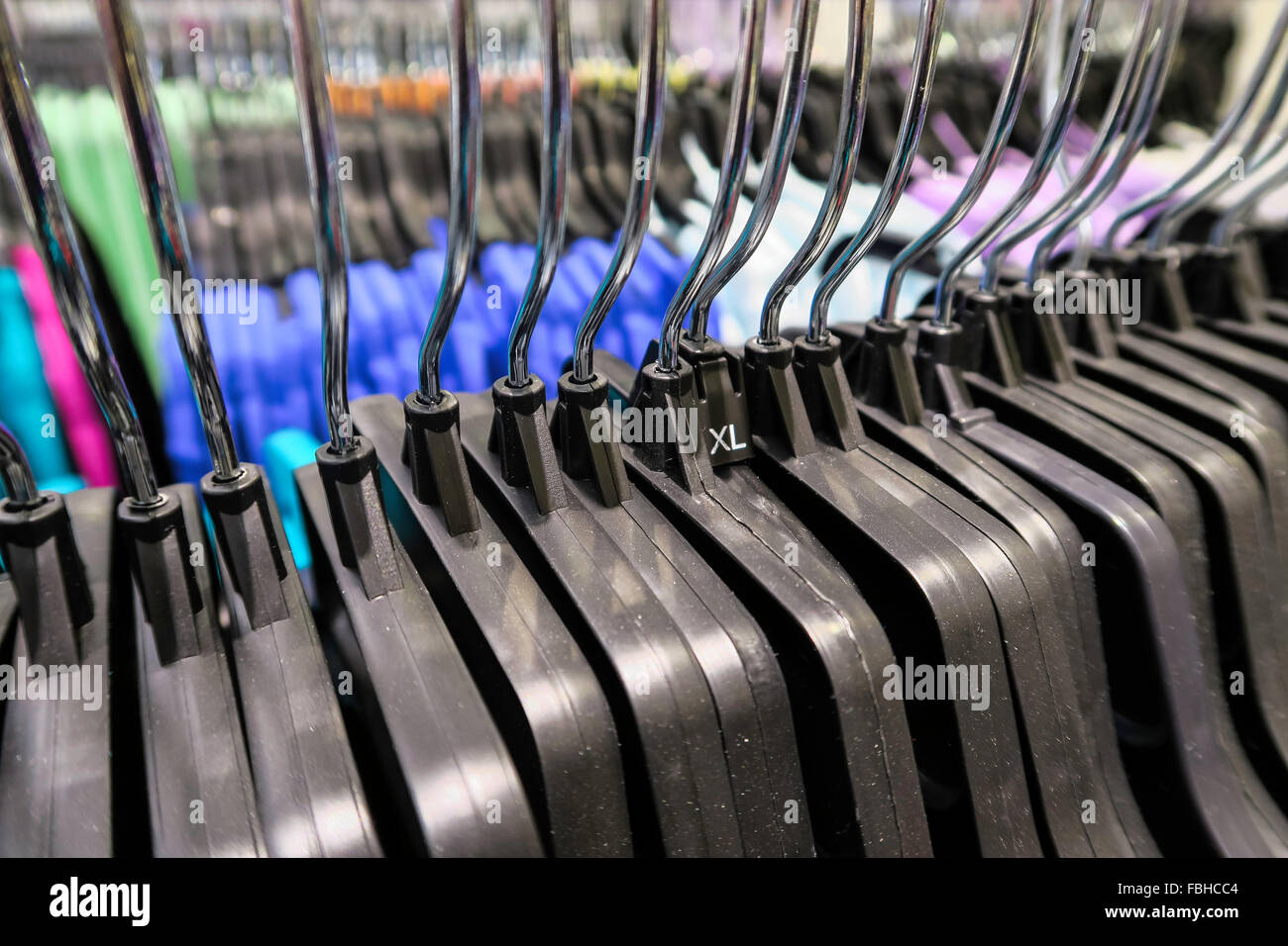 Empty Hangers in a Retail Clothing Store Display, USA Stock Photo - Alamy