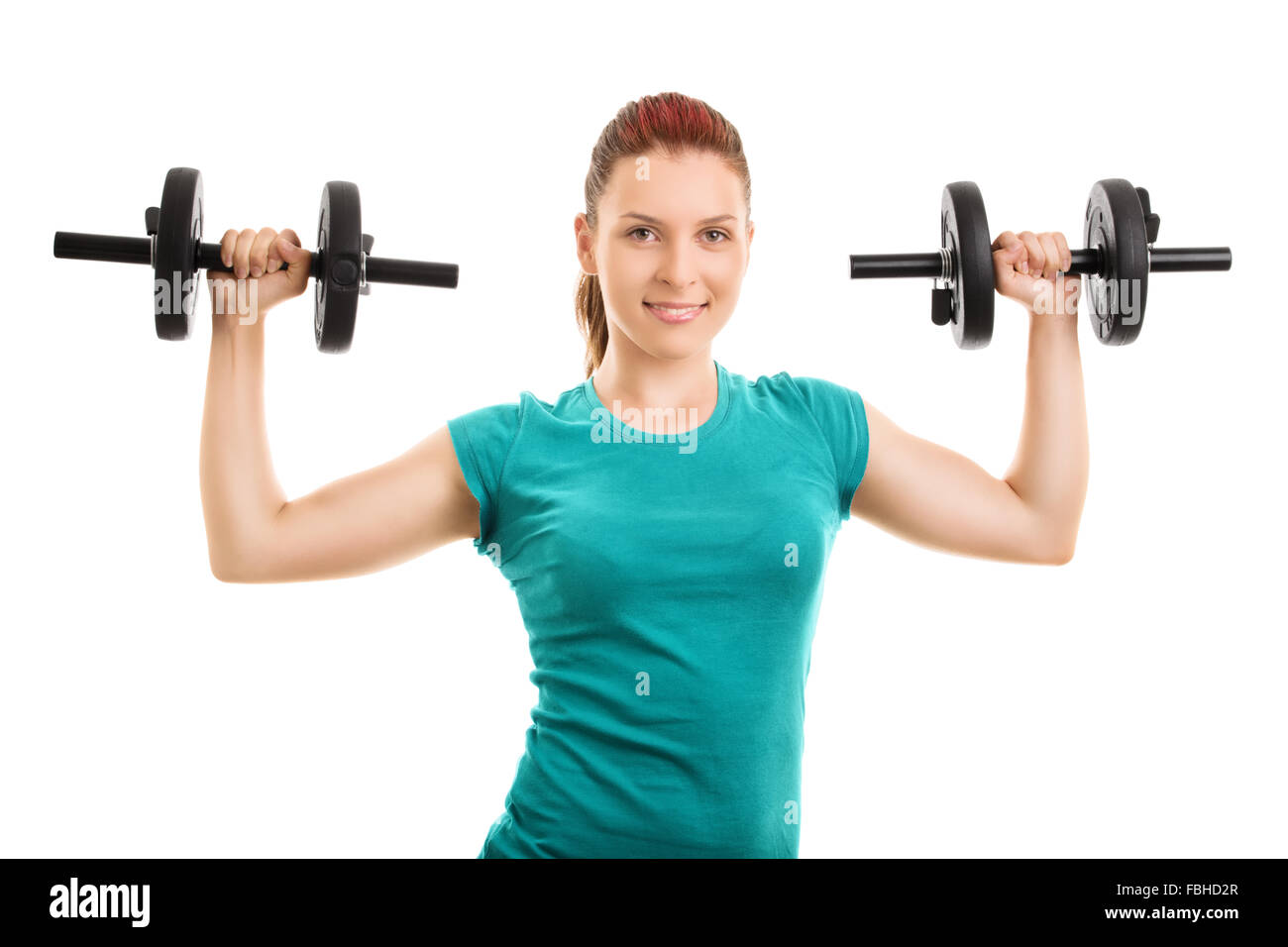 Girl lifting up weights hi-res stock photography and images - Alamy