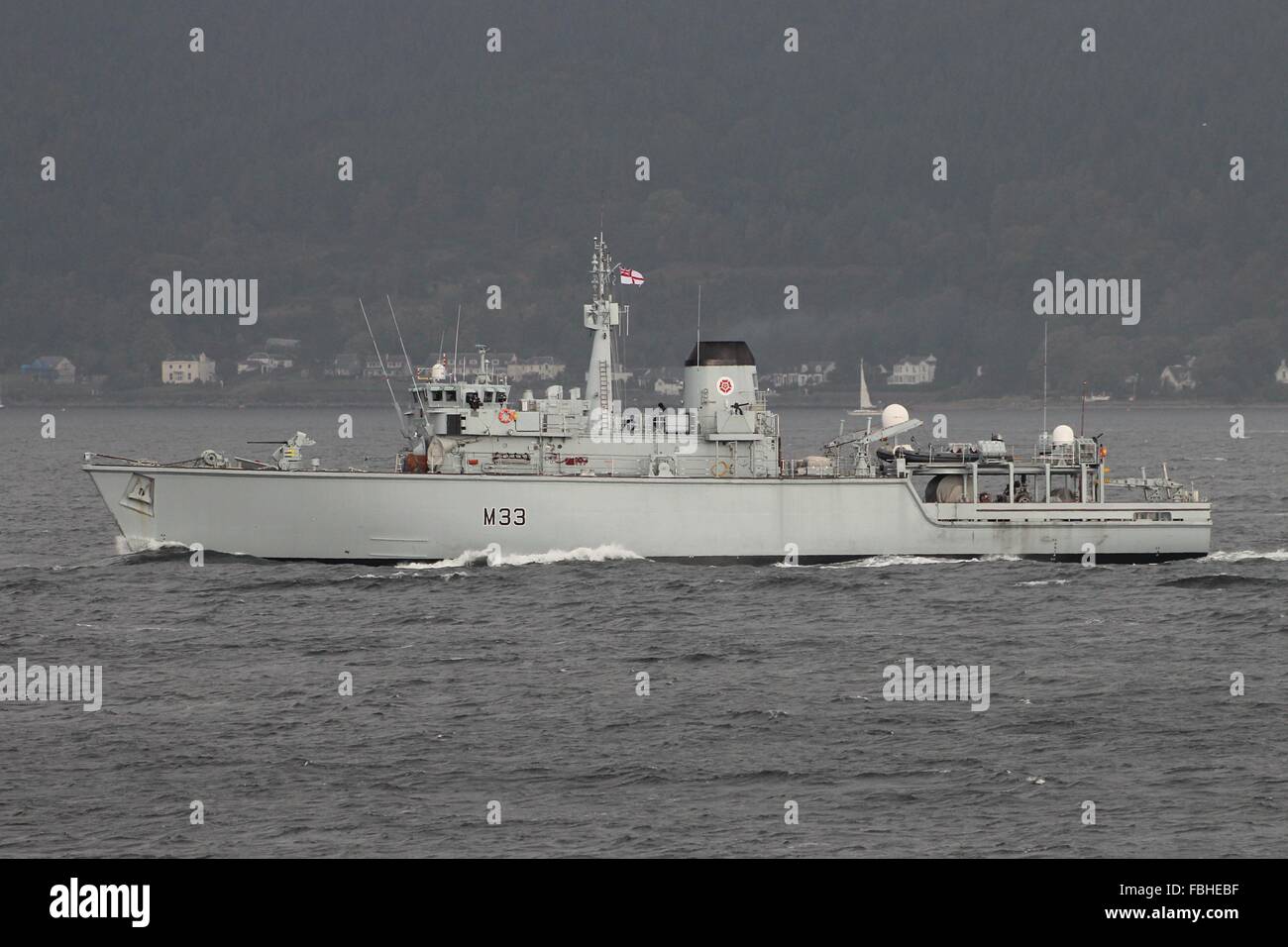HMS Brocklesby (M33), a Hunt-class mine countermeasures vessel of the ...
