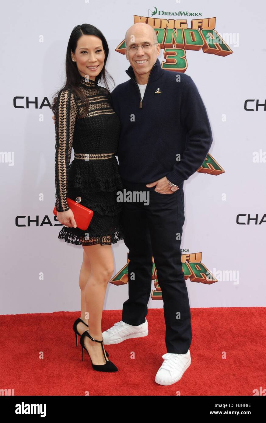 Los Angeles, CA, USA. 16th Jan, 2016. Lucy Liu, Jeffrey Katzenberg at ...