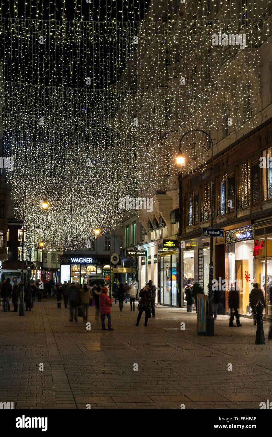 Austria, Vienna, Kohlmarkt, pedestrian area, Christmas lighting Stock ...