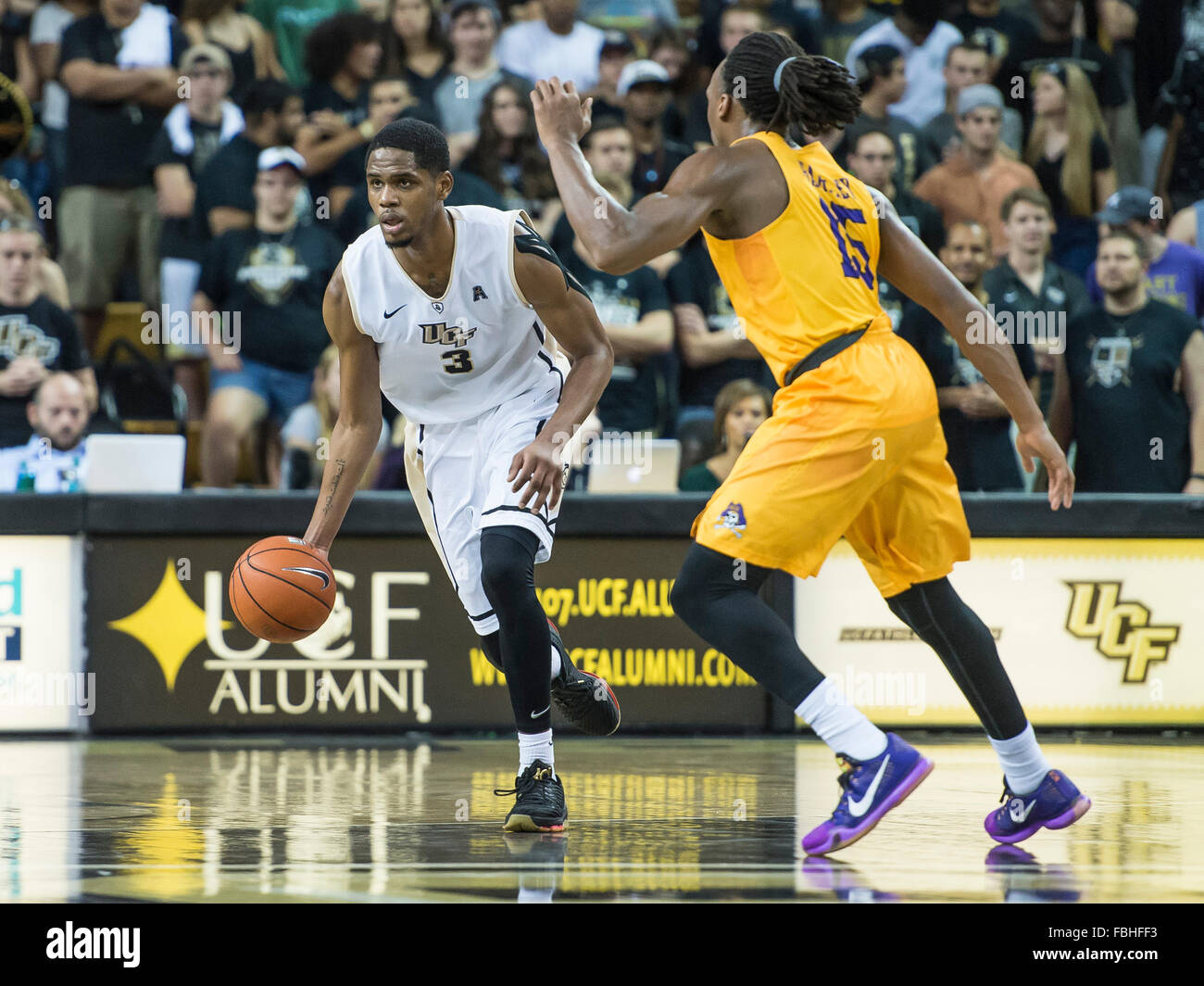 Orlando, FL, USA. 16th Jan, 2016. East Carolina Pirates guard Kentrell ...