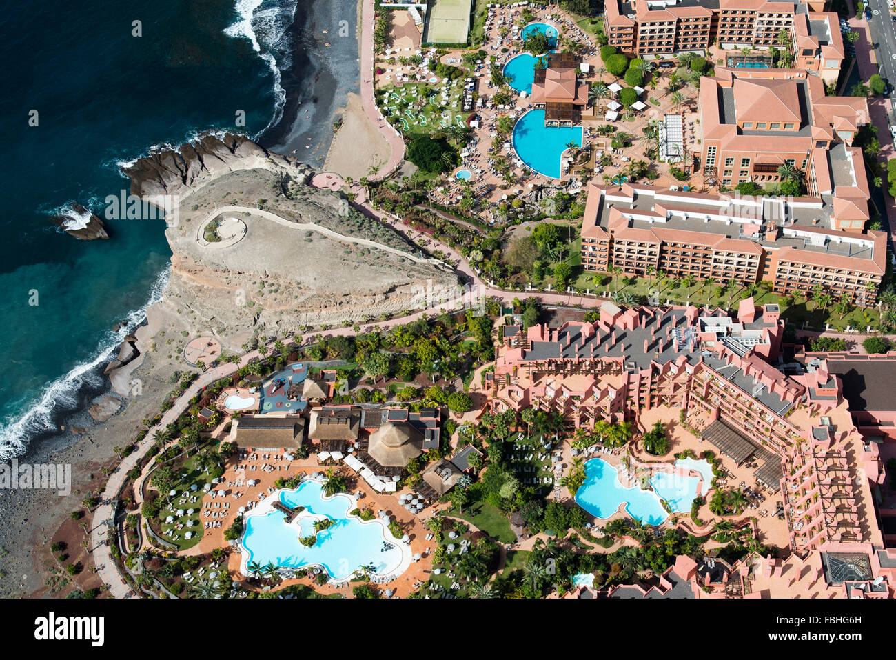 Tenerife, La Caleta, Playa de la Enramada, Costa Adeje, volcano coast ...