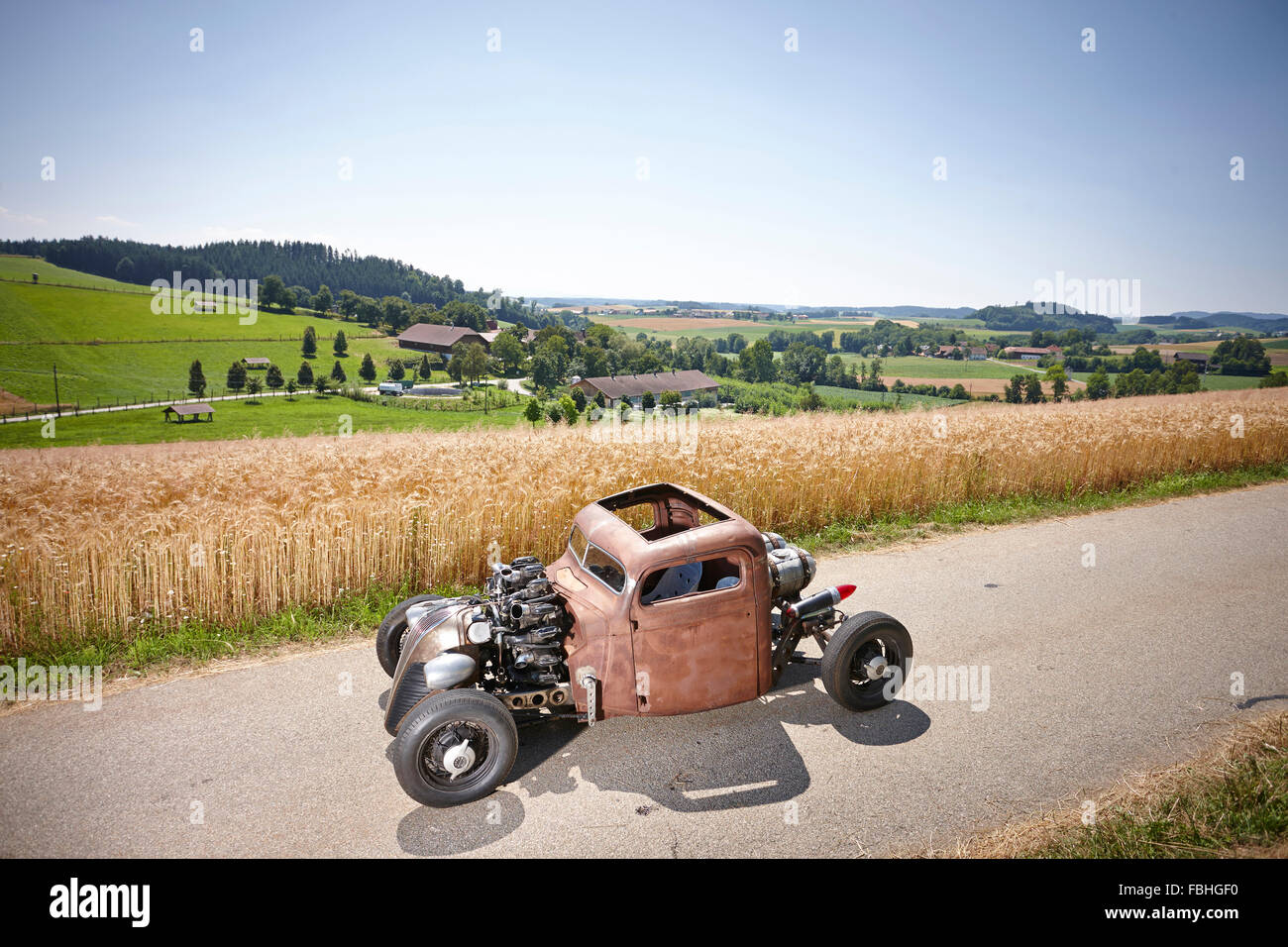 Hot-Rod, Rat-Rod, self-built with airplane radial engine Stock Photo ...