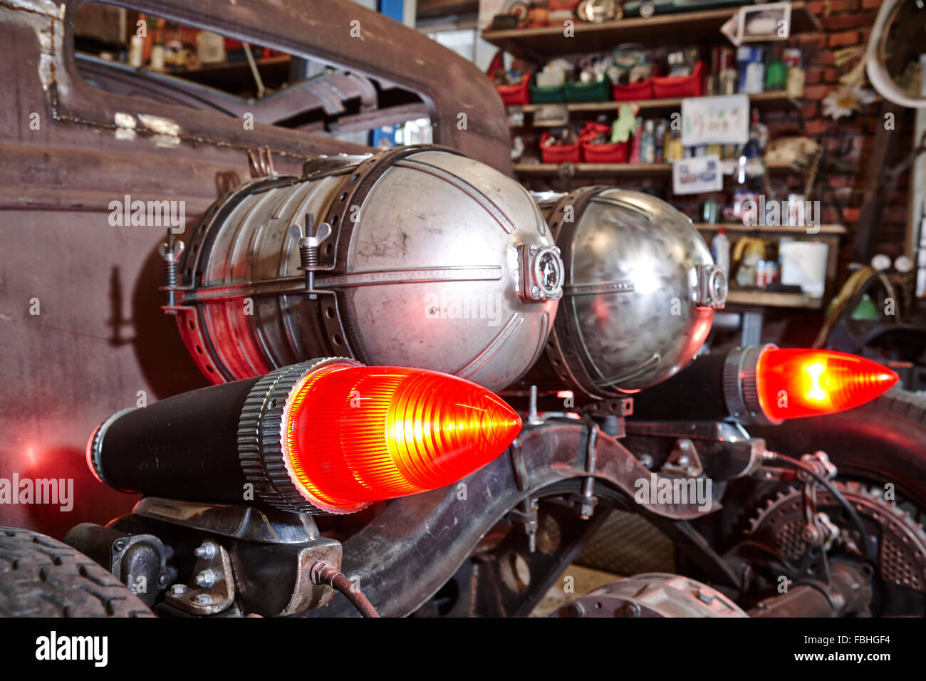 Hot-Rod, Rat-Rod, self-built with airplane radial engine Stock Photo ...