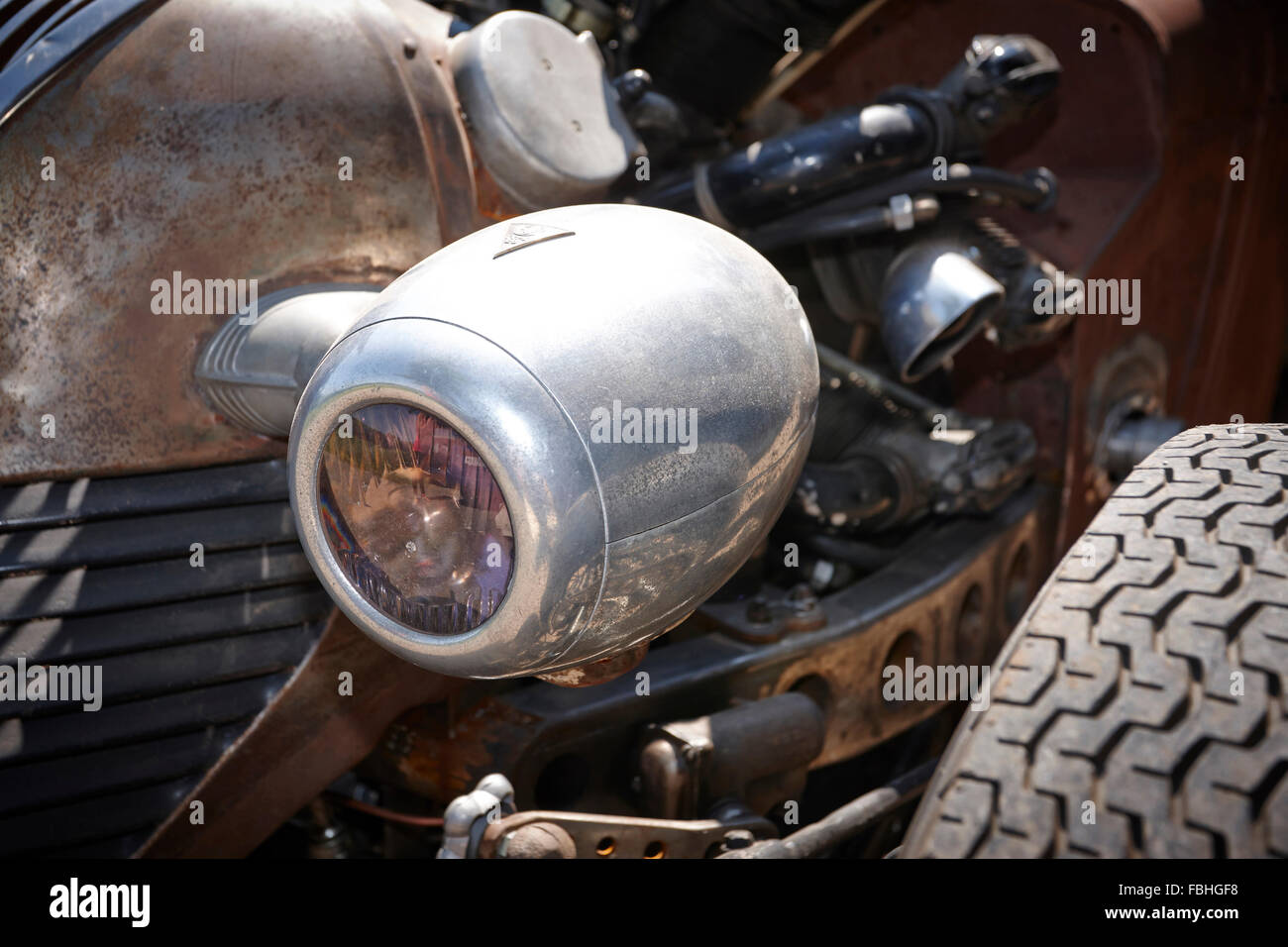 Hot-Rod, Rat-Rod, self-built with airplane radial engine Stock Photo ...