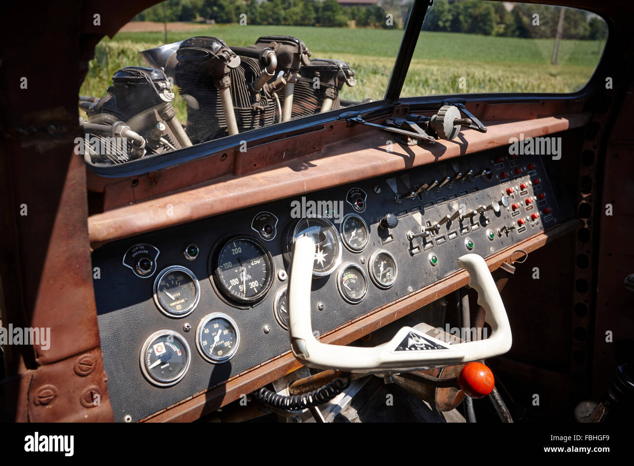 Hot-Rod, Rat-Rod, self-built with airplane radial engine Stock Photo ...