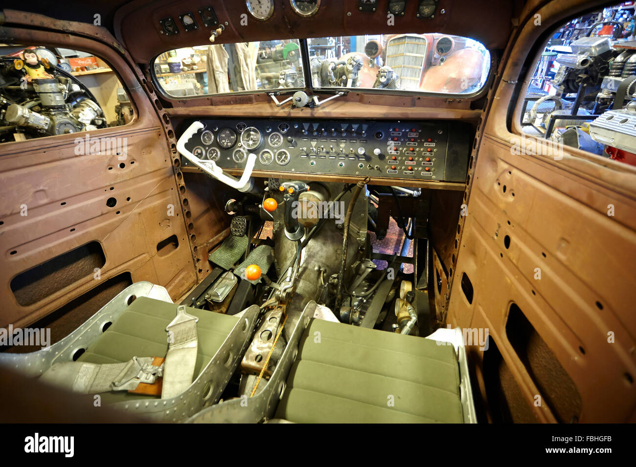 Hot-Rod, Rat-Rod, self-built with airplane radial engine Stock Photo ...