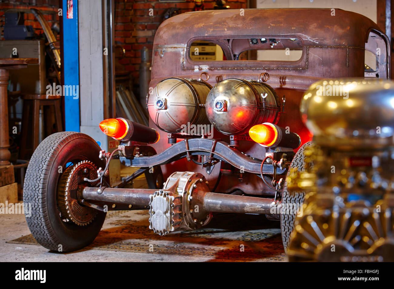 Hot-Rod, Rat-Rod, self-built with airplane radial engine Stock Photo ...