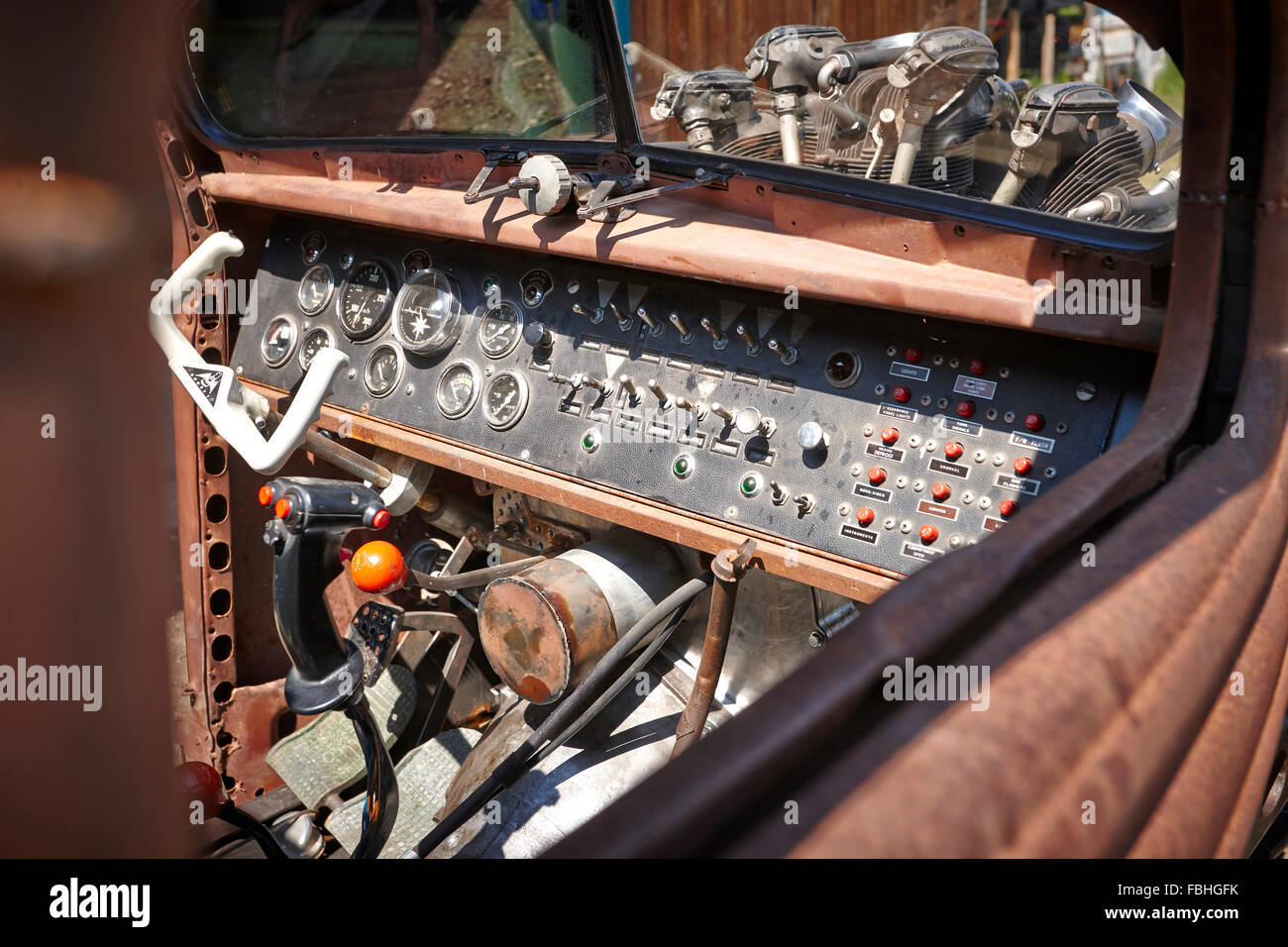 Hot-Rod, Rat-Rod, self-built with airplane radial engine Stock Photo ...