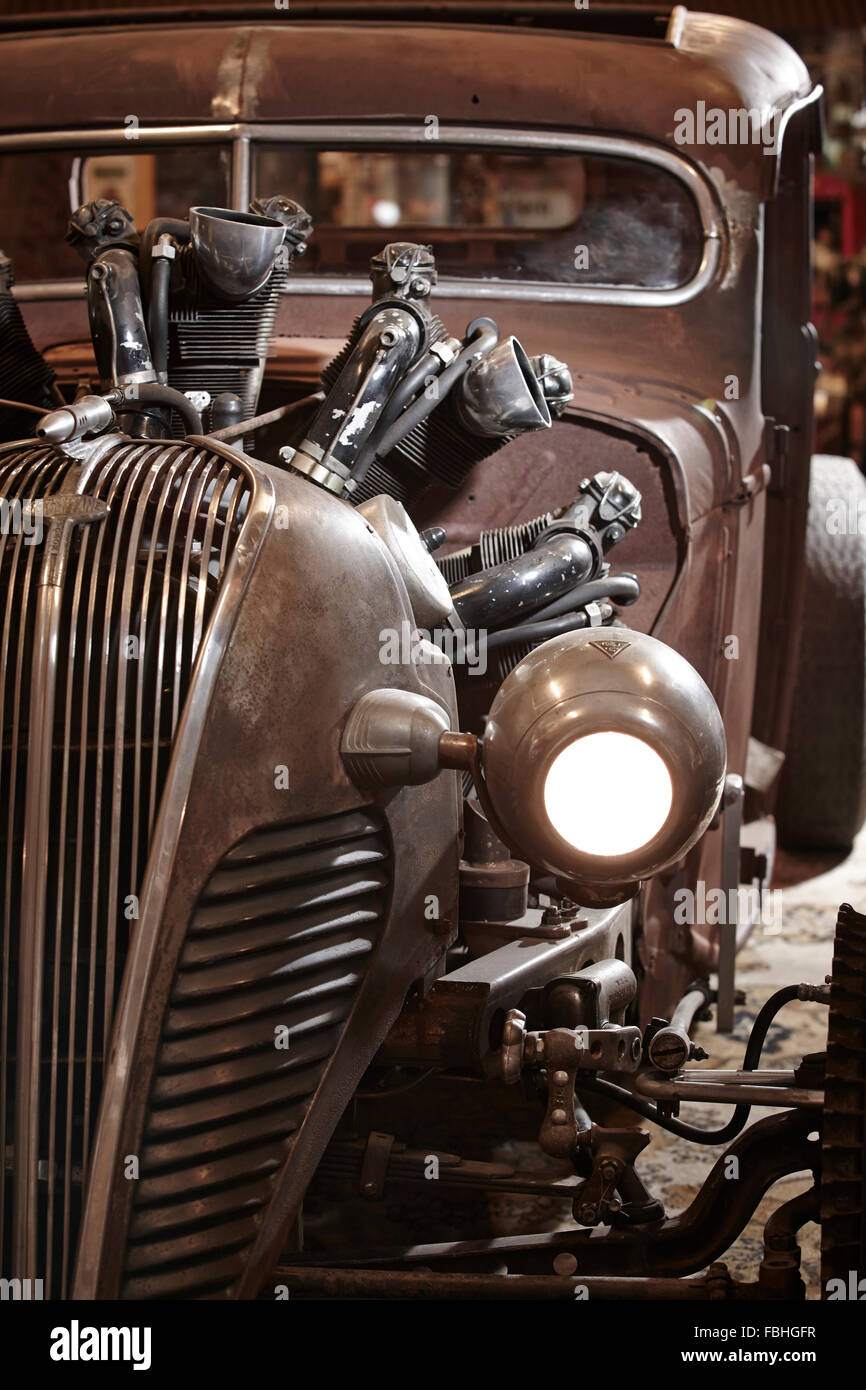 Hot-Rod, Rat-Rod, self-built with airplane radial engine Stock Photo ...
