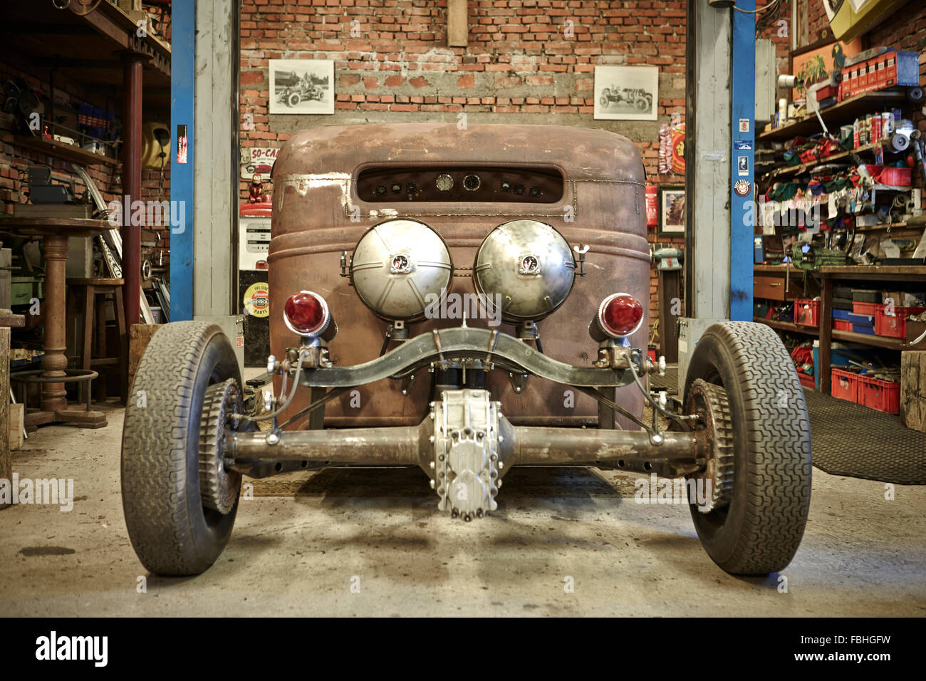 Hot-Rod, Rat-Rod, self-built with airplane radial engine Stock Photo ...