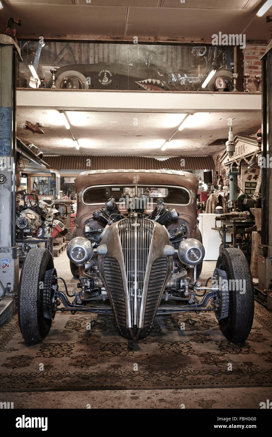 Hot-Rod, Rat-Rod, self-built with airplane radial engine Stock Photo ...
