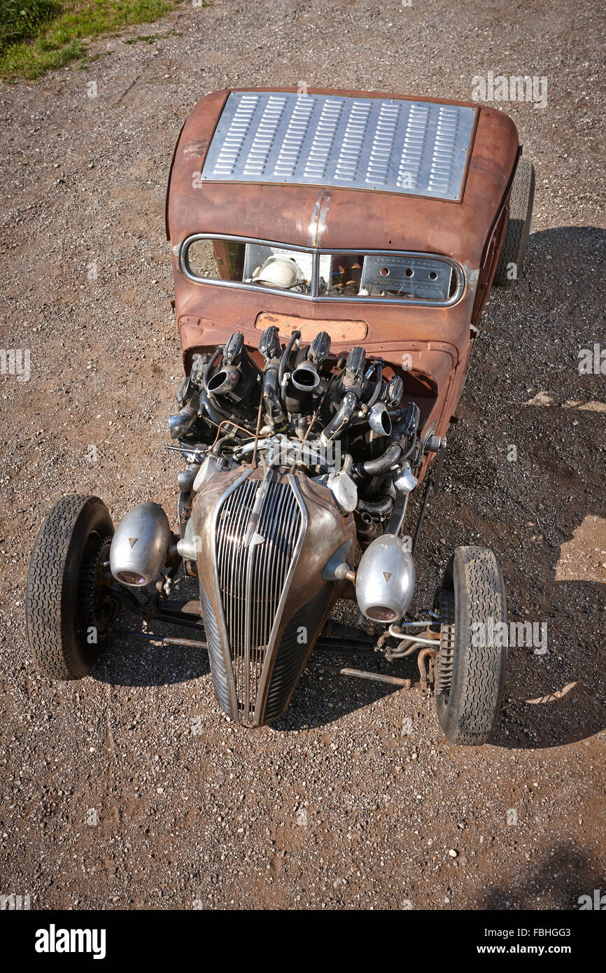 Hot-Rod, Rat-Rod, self-built with airplane radial engine Stock Photo ...