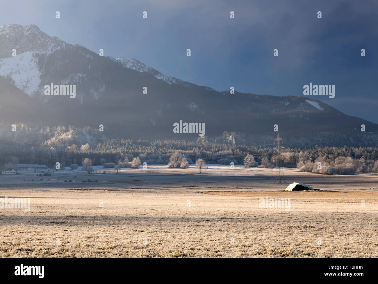Cold, hoarfrost, landscape in Carinthia Stock Photo - Alamy