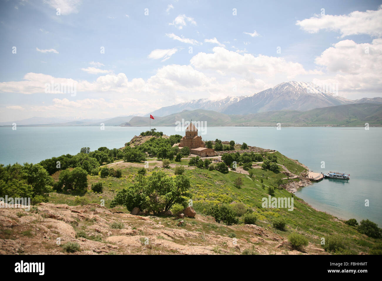 Turkey, Eastern Anatolia Lake Van, Ahtamar Adasi in front of the ...