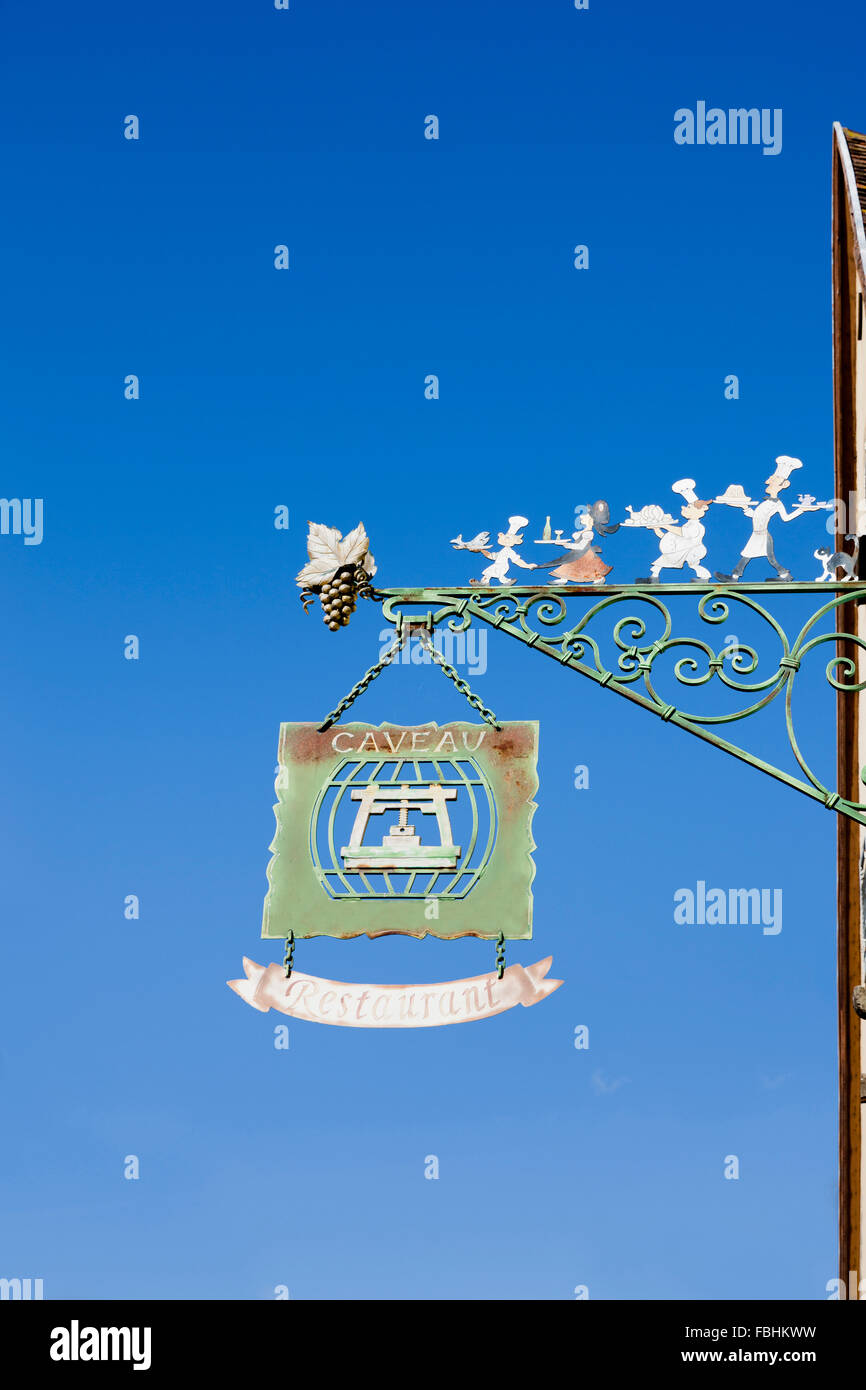 Restaurant sign, Alsace Stock Photo - Alamy