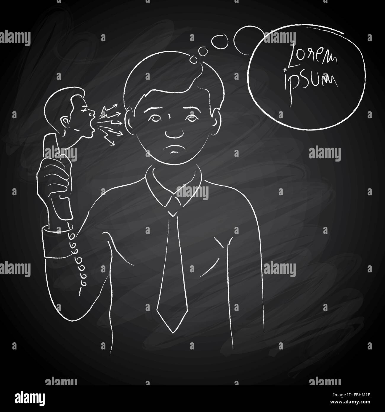 freehand drawing illustrating a tense phone call, conversation between ...