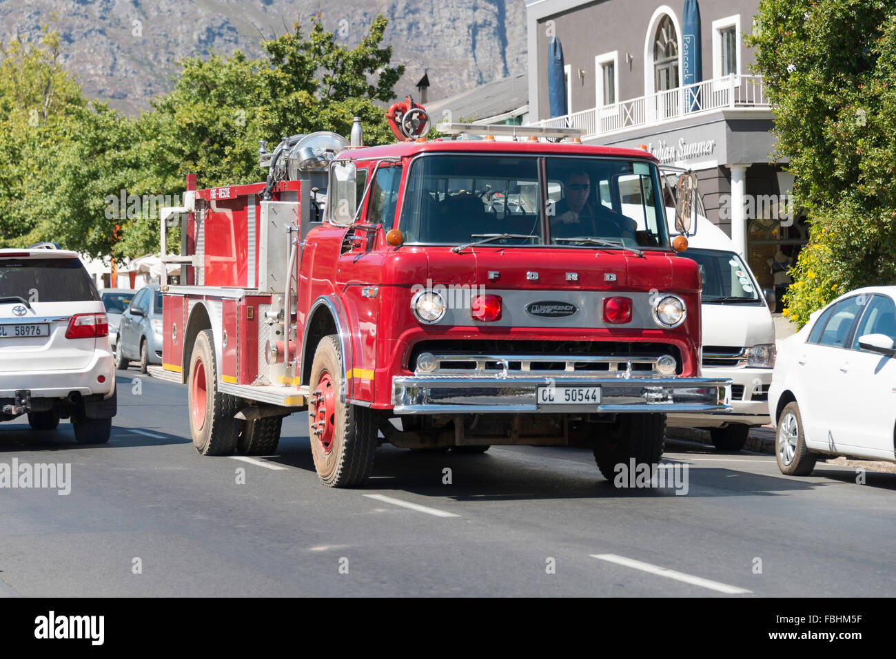 Fire Engine on call, Huguenot Road, Franschhoek, Cape Winelands ...