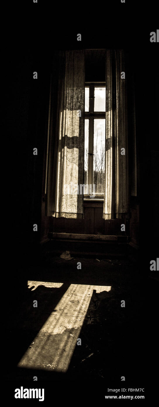 Sun shining through an old window Stock Photo - Alamy