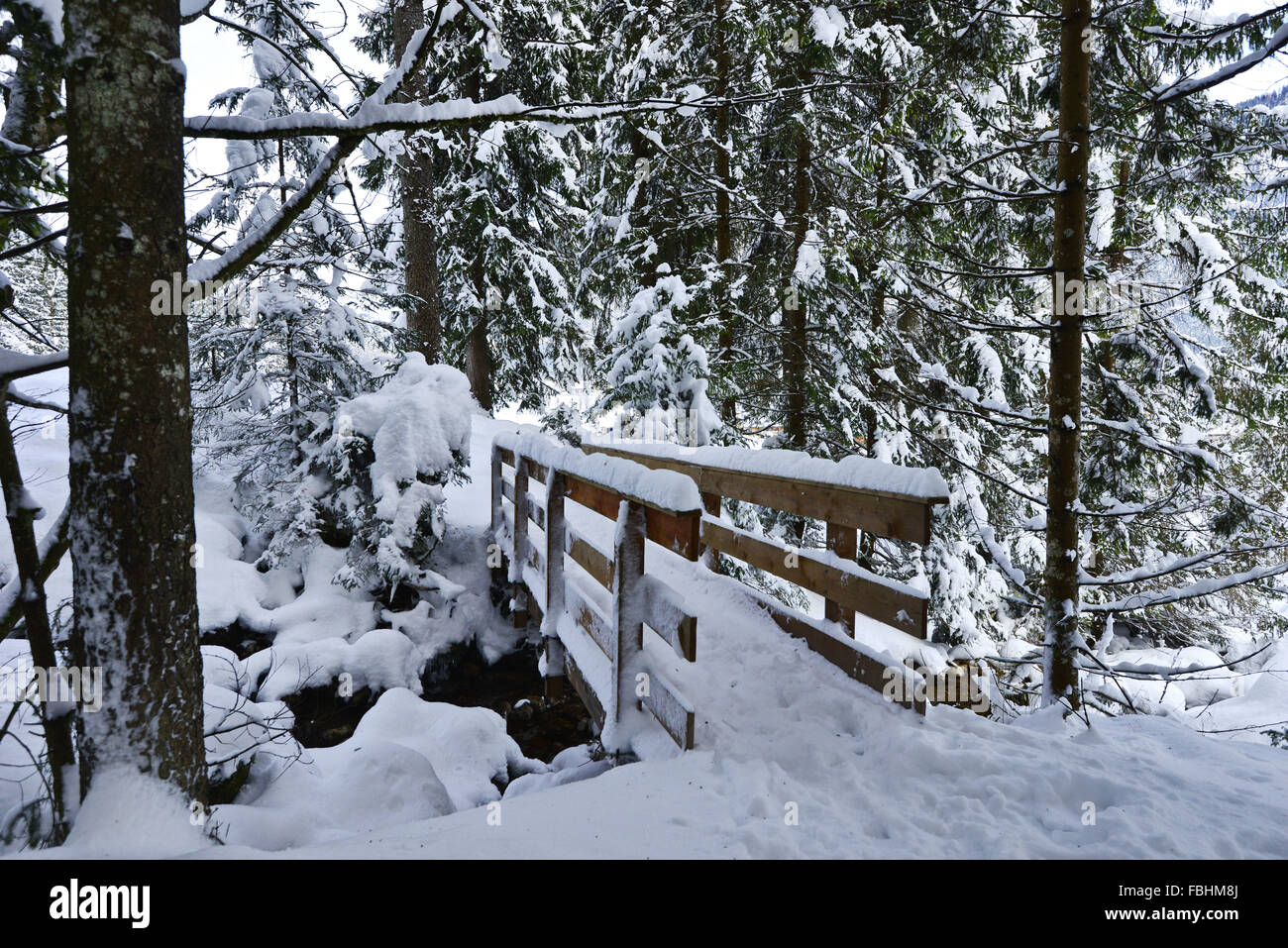 wintry bridge near Lofer Stock Photo - Alamy
