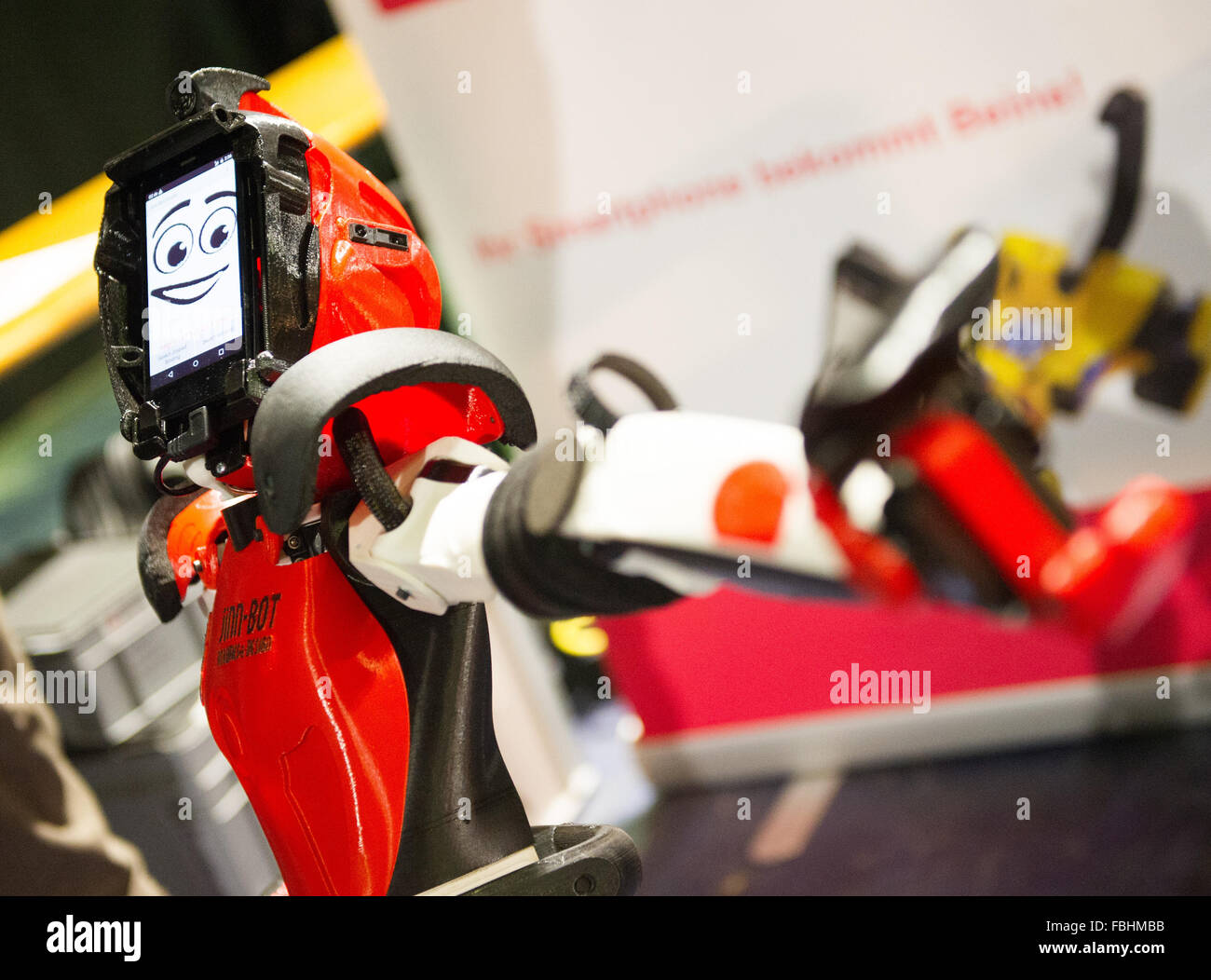 Munich, Germany. 16th Jan, 2016. The humanoid robot Jinn is presented ...