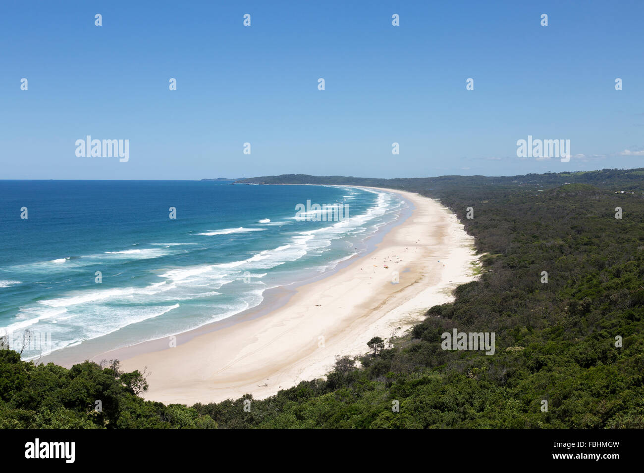 looking south along Byron bay Tallow beach from the lighthouse, new ...