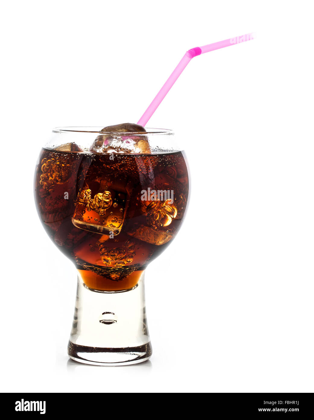 Glass of Cola with Ice and a straw on a white background Stock Photo ...