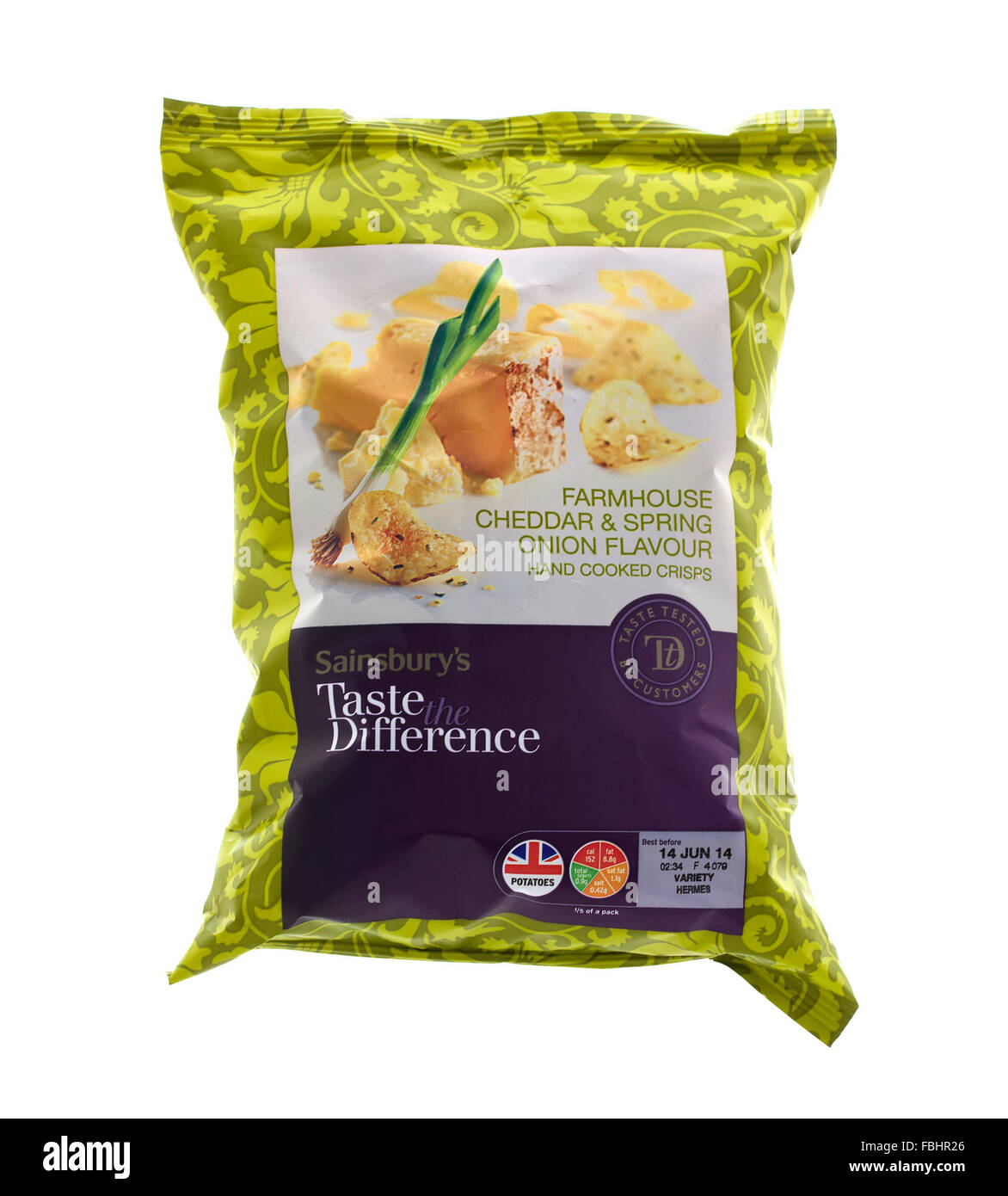 Sainsburys Farmhouse Cheddar & Spring Onion Flavour Hand cooked crisps ...