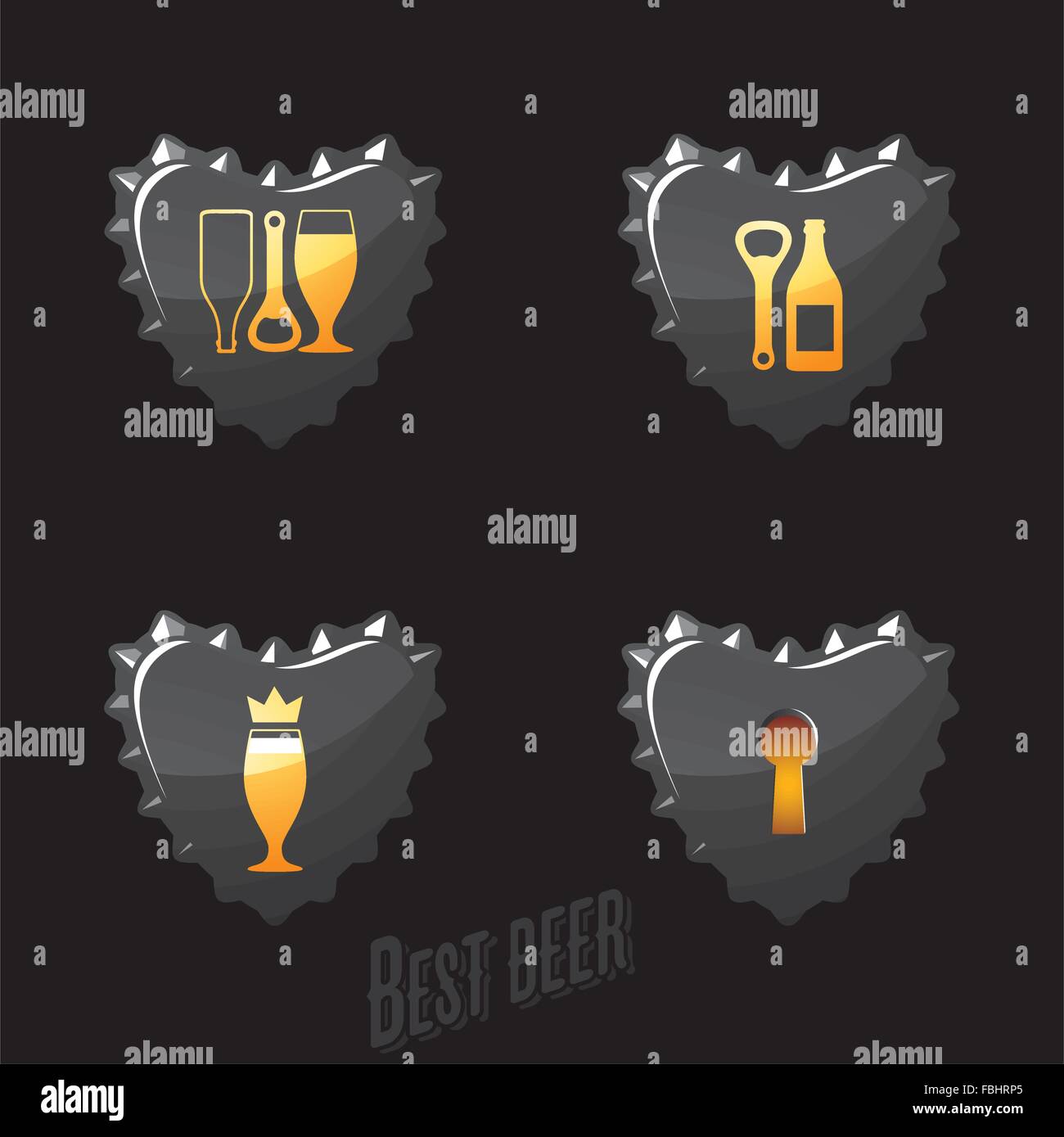 Beer and pub icons, signs, symbols and design elements vector set Stock ...