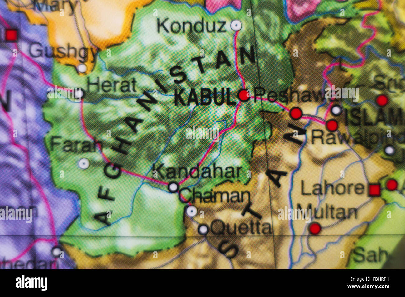 Photo of a map of Afghanistan and the capital Kabul Stock Photo - Alamy