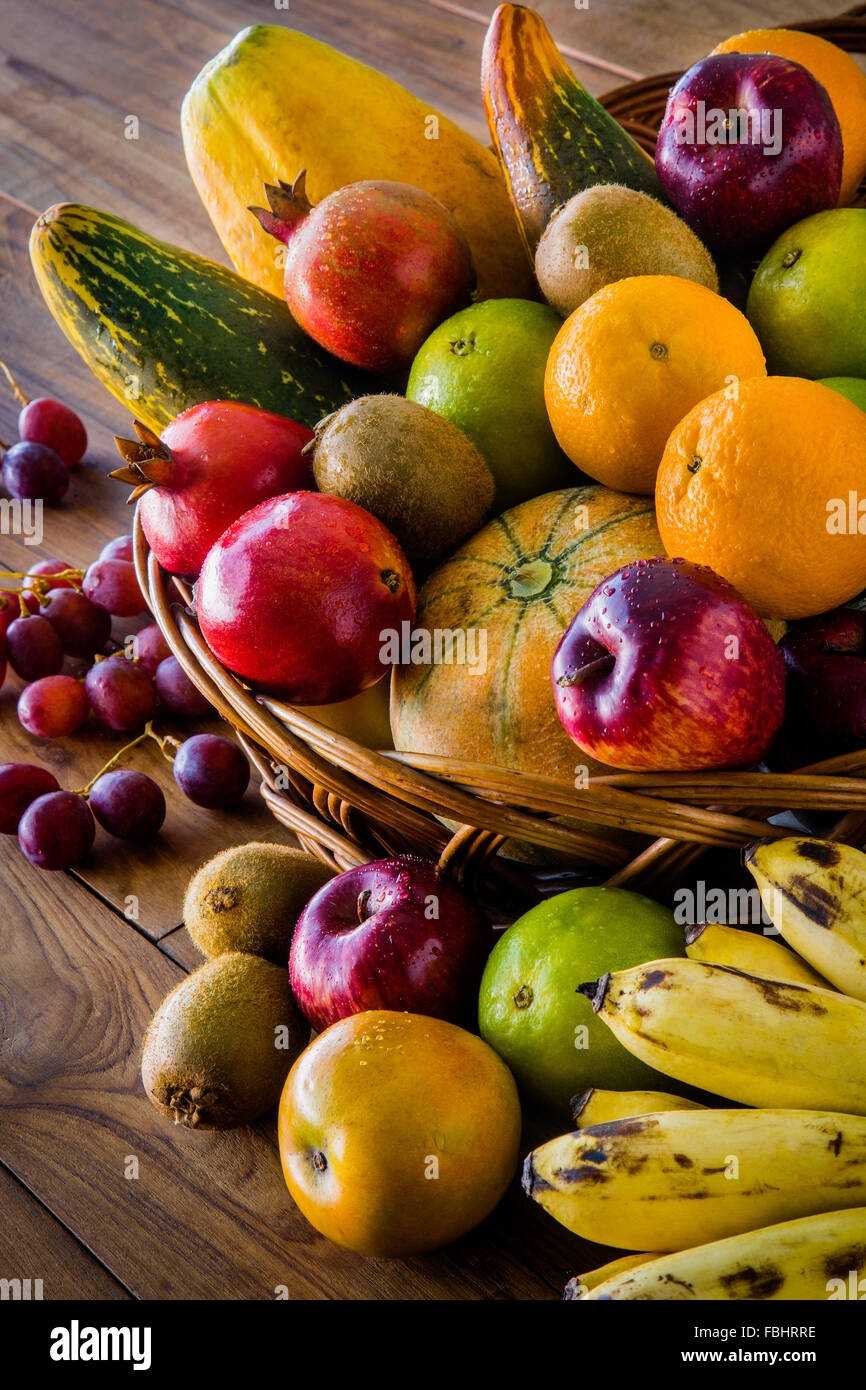Fruits in a basket, fruits, fresh fruits, assorted fruits, apples and ...