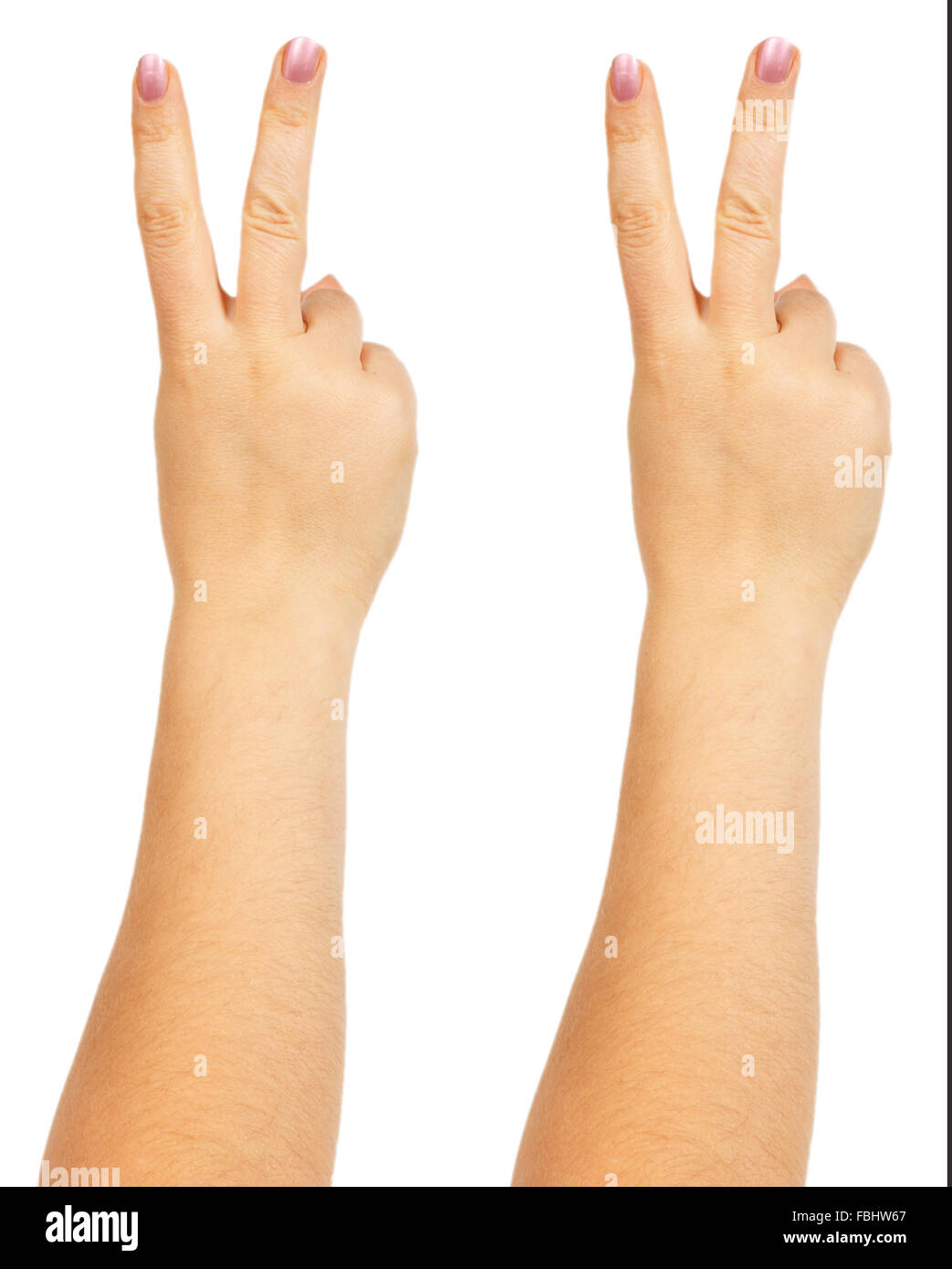 Victory sign from women hand isolated on white background Stock Photo ...