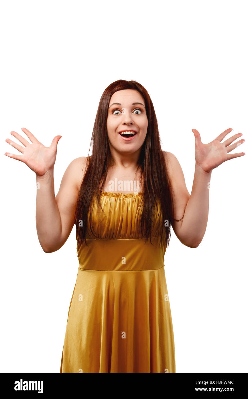 Portrait Of Shocked Beautiful Woman With Opened Mouth Looking Isolated