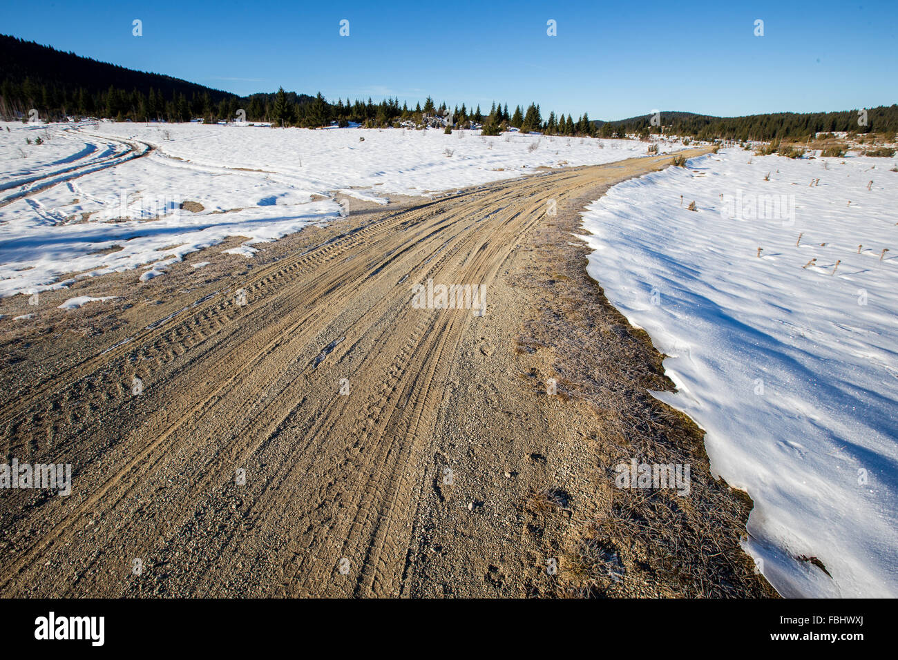 Old country road at winter Stock Photo - Alamy