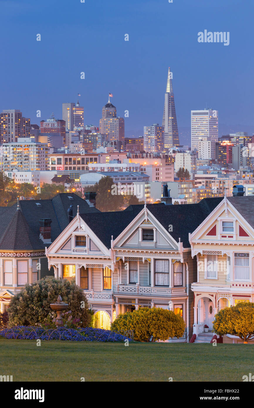 Victorian houses at the Alamo Square, San Francisco, California, USA ...