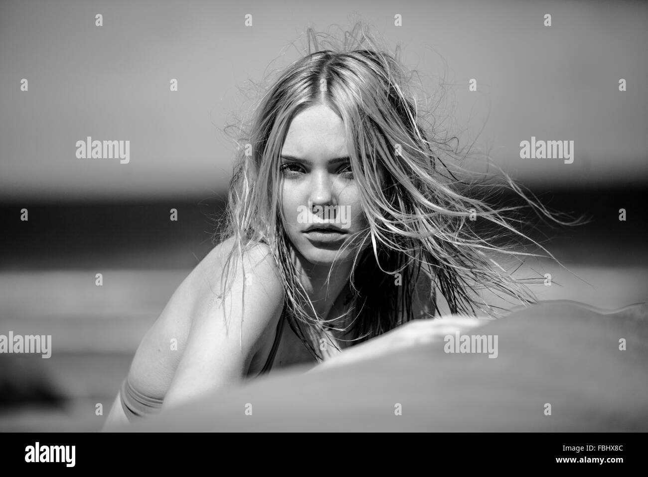 young woman, portrait in the wind Stock Photo - Alamy
