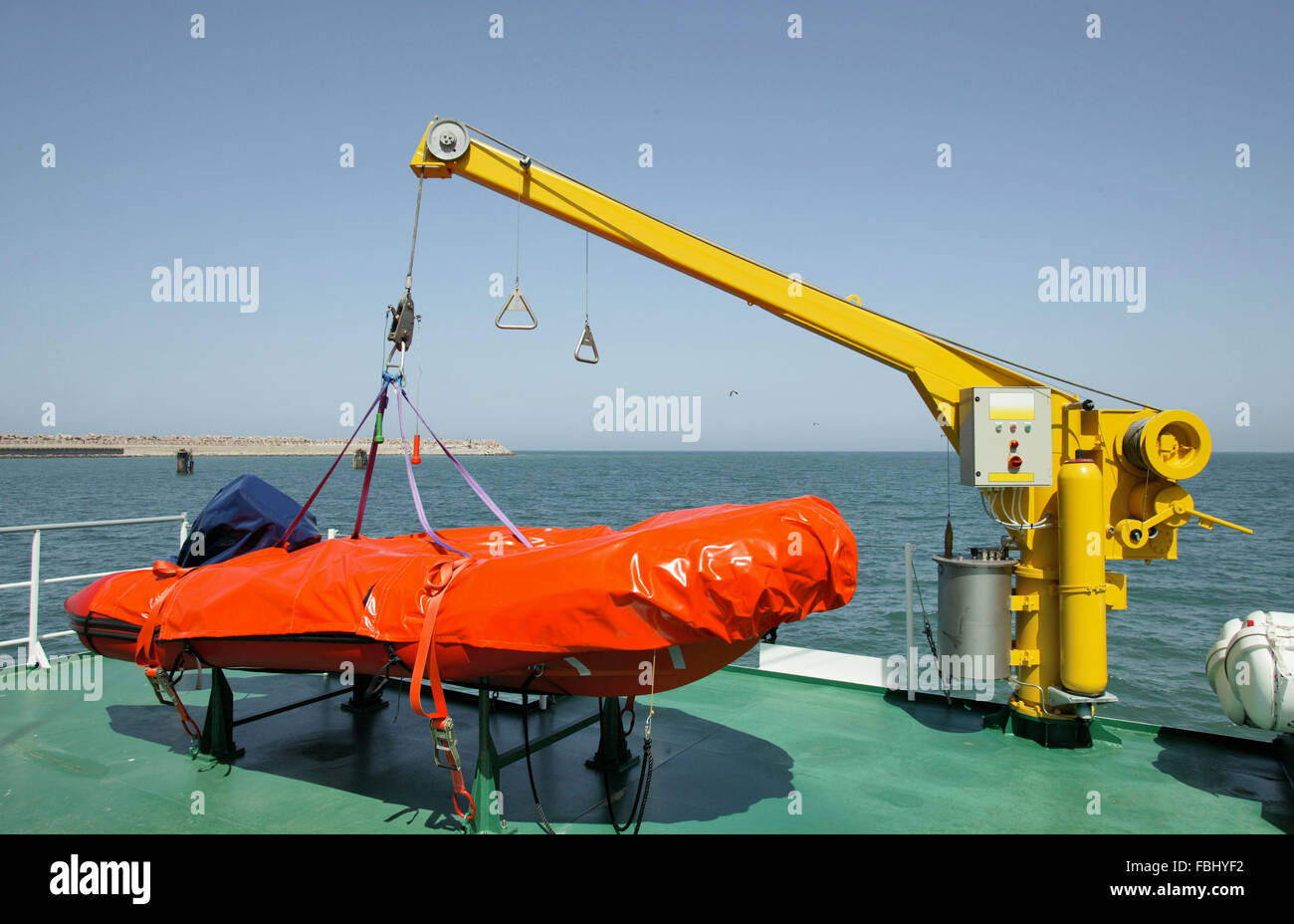 Lifeboat from the side of a ship Stock Photo - Alamy