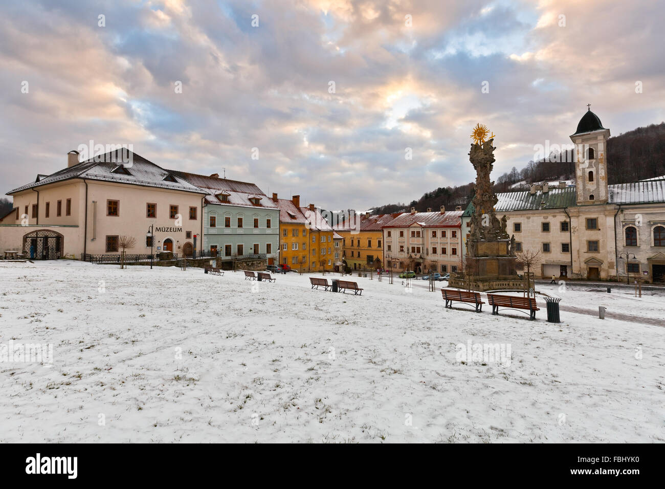 Historic medieval mining town of Kremnica in central Slovakia Stock ...