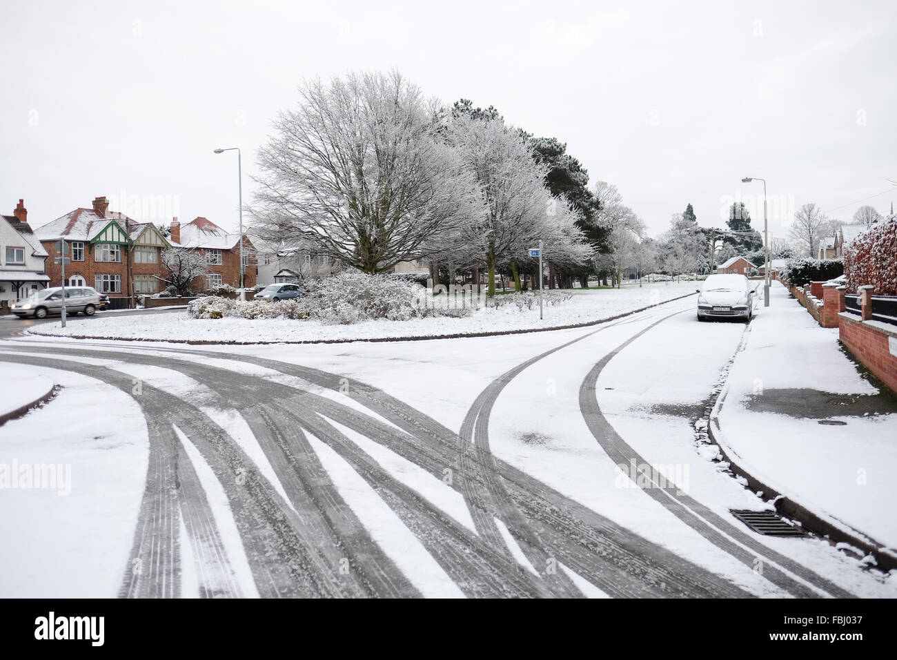 snow in loughborough after overnight snow Stock Photo - Alamy
