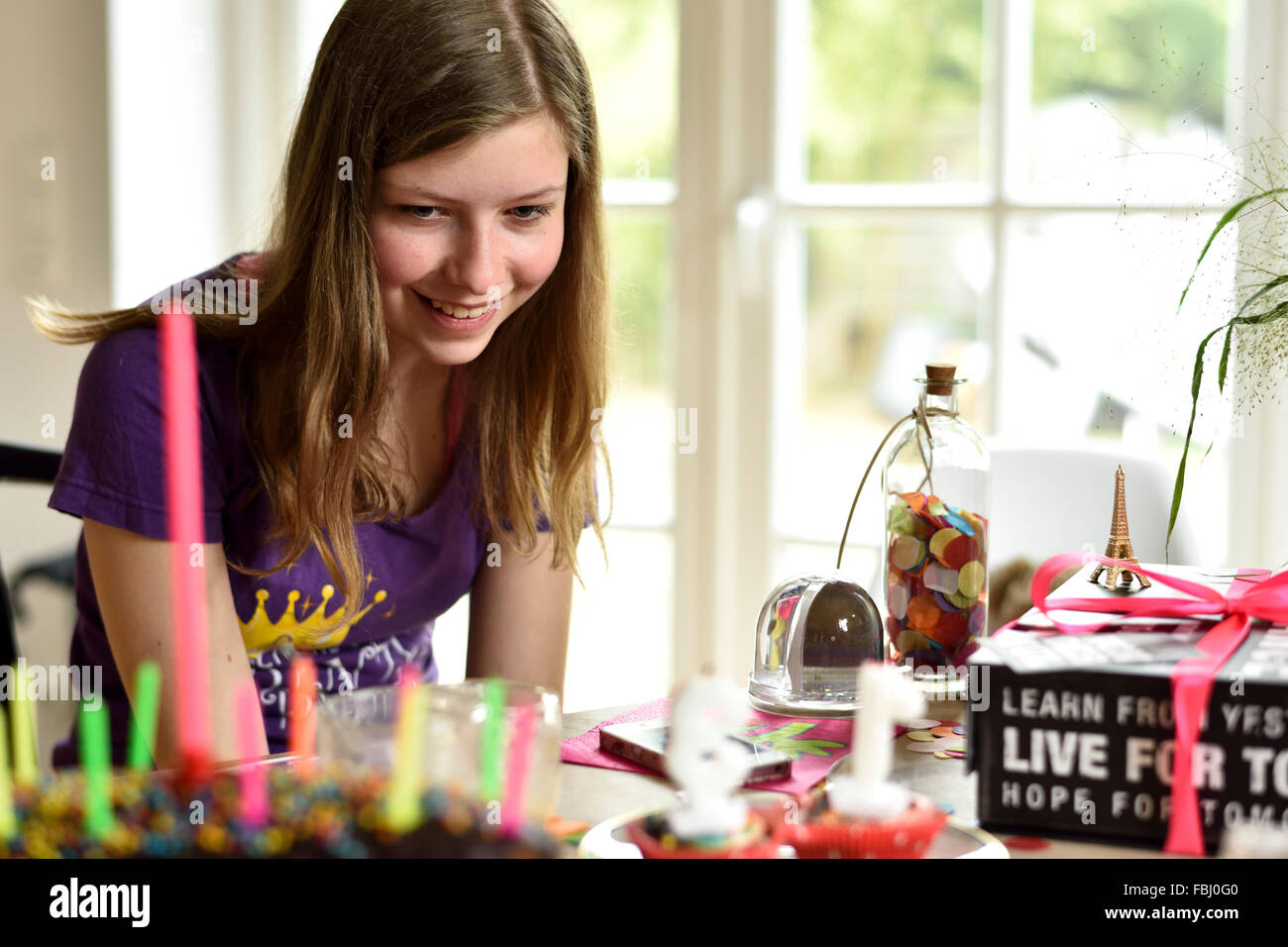 Teenage girl, birthday, 13 years, joy, smiling Stock Photo - Alamy