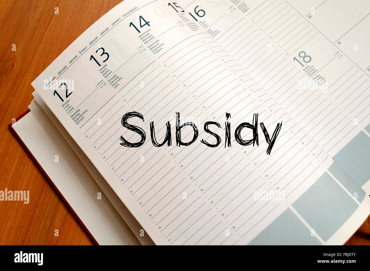 Subsidy text concept write on notebook with pen Stock Photo - Alamy