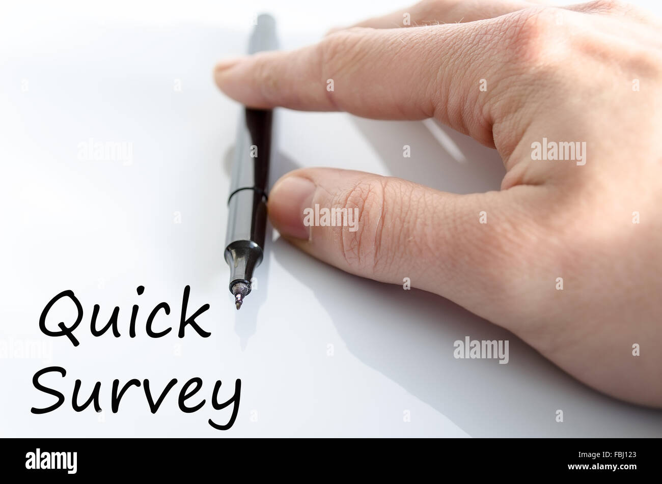 Quick survey text concept isolated over white background Stock Photo ...