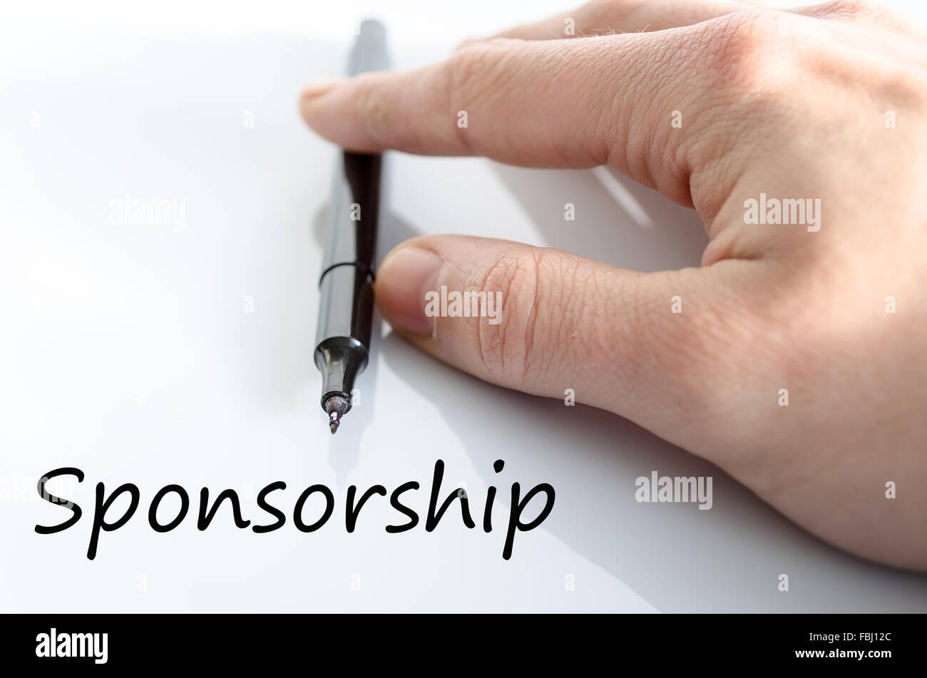 Sponsorship text concept isolated over white background Stock Photo - Alamy