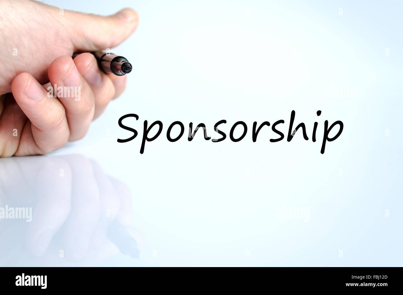 Sponsorship text concept isolated over white background Stock Photo - Alamy