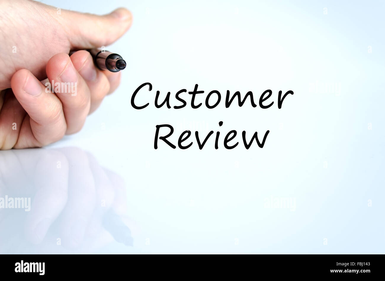 Customer review text concept isolated over white background Stock Photo ...